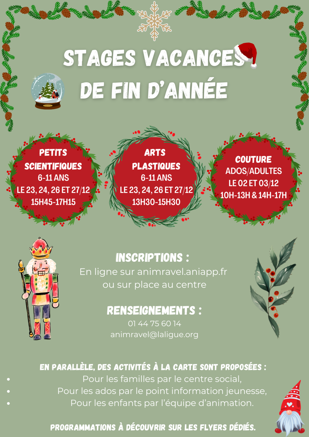 programmation stages vacances de fin d'année enfants, ados & adultes 🎄 ...